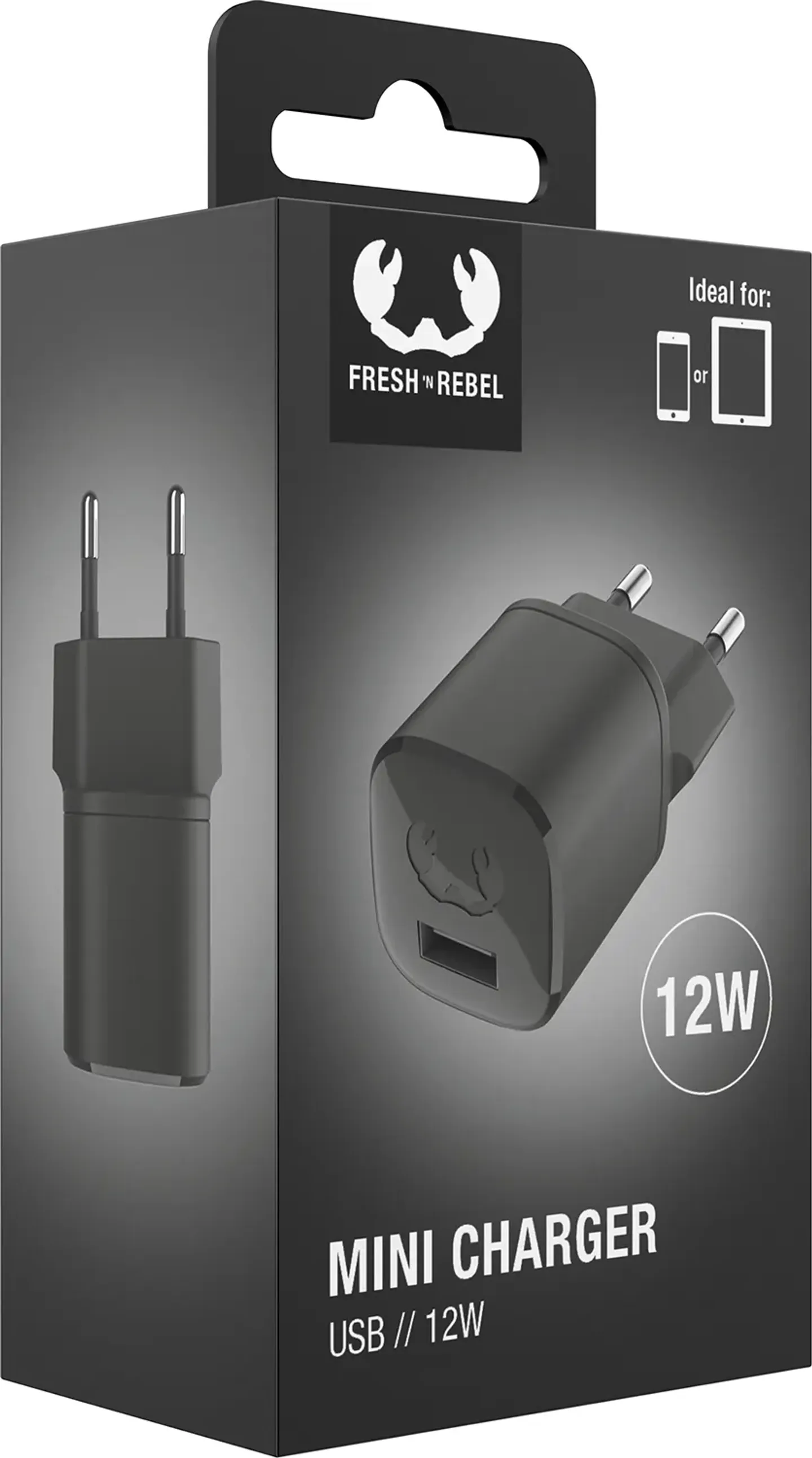 Fresh 'n Rebel Chargeur secteur Mini 12 W USB A - Storm Grey 2WC12SG ...
