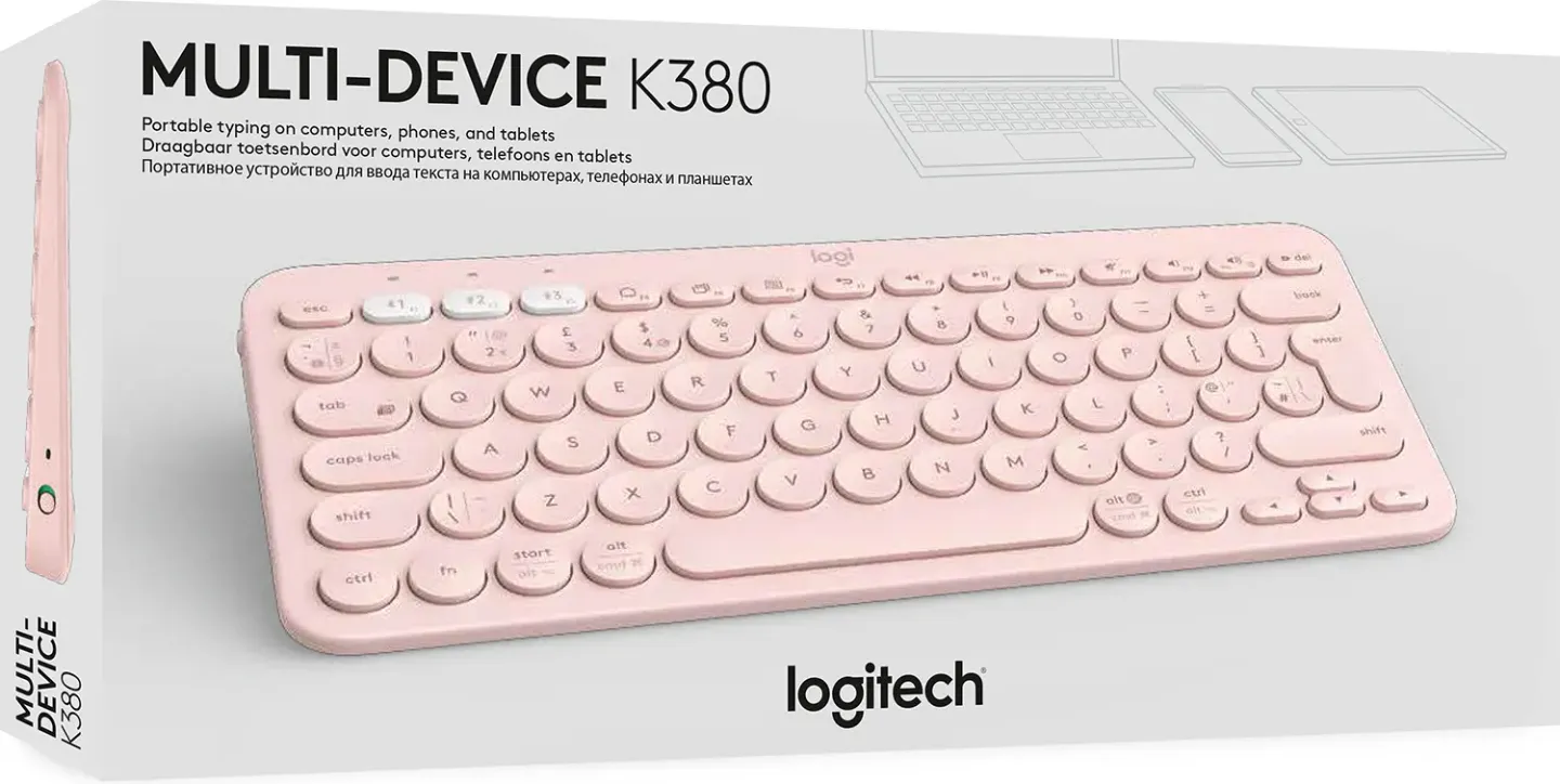 Logitech K380 multi-device draadloos toetsenbord (Azerty FR) - Roze ...