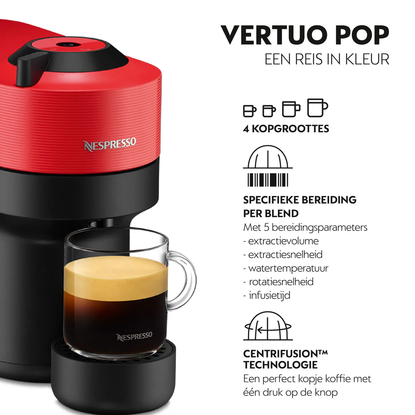 Krups Koffiemachine Nespresso Vertuo Pop Rood + 50 Capsules - Bestel nu ...