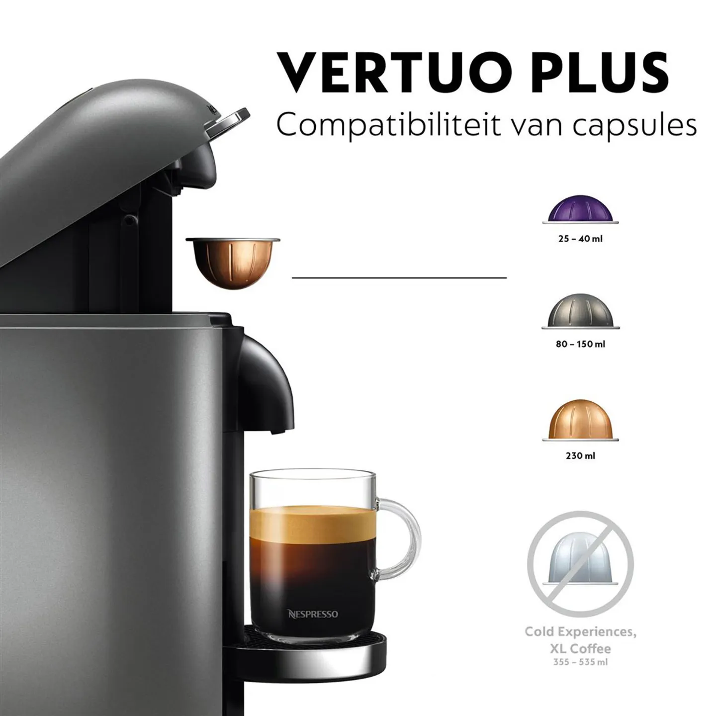 Krups Koffiemachine Nespresso Vertuo Plus Titanium - Bestel nu, morgen ...